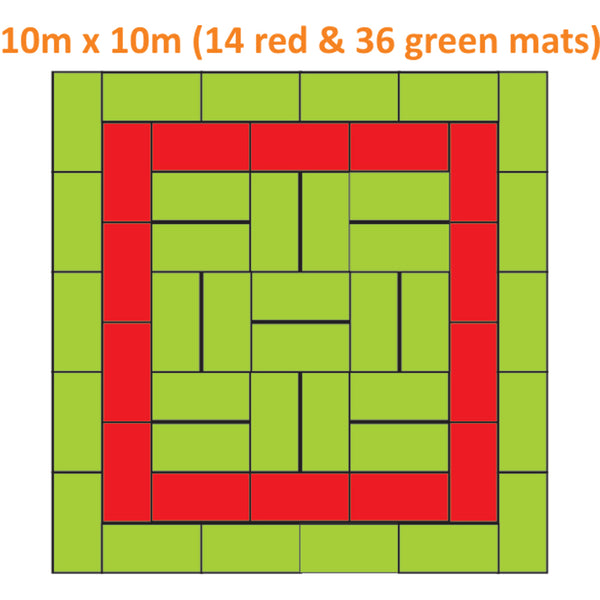 Standard 10lb Judo & Martial Arts Mat Set - 10m x 10m (14 red & 36 gre ...